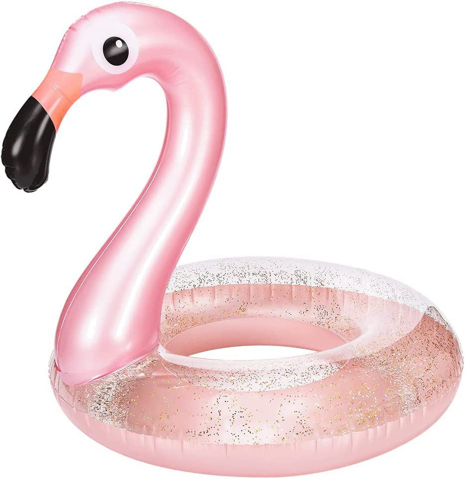 Inflable rosa, boya de flamenco con purpurina, flotador gigante de ...