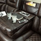 Ashley Warnerton Power Reclining Sofa, Faux Leather Theatre Seating ...