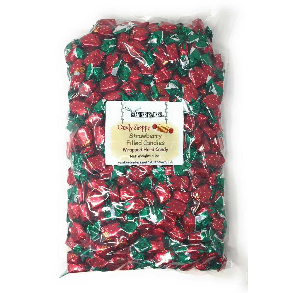 YANKEETRADERS Strawberry Filled Wrapped Hard Candy, 4 Pound Bag ...