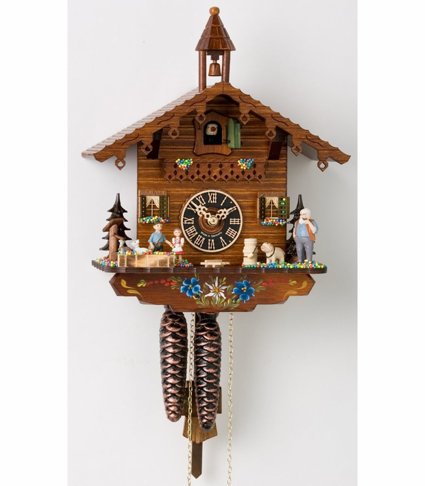 1 Day Chalet Black Forest Cuckoo Clock with Old Man and Dog by Hönes ...