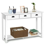 "Costway Compact 47"" White Console Table with Storage Drawers, Shelf ...