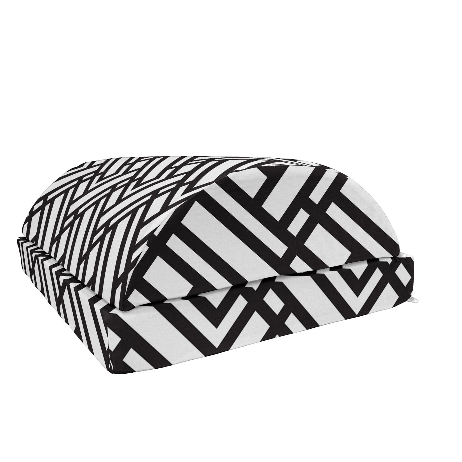 Black and White Foot Rest, Monochrome Interlocking Stripes Pattern with ...