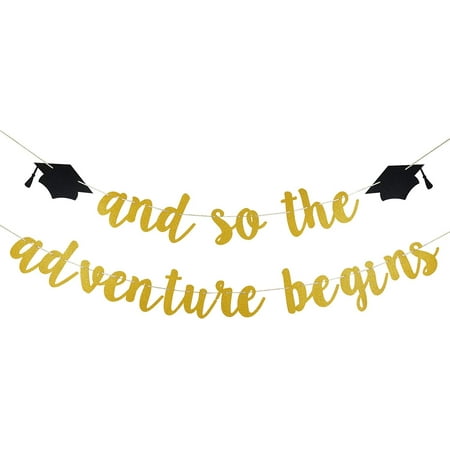 Gold Glitter And So The Adventure Begins Banner - Adventure Begins ...