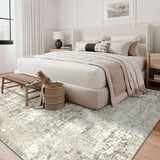 BERTHMEER 6'x9' Beige Abstract Area Rug, Non-slip, Machine Washable for ...
