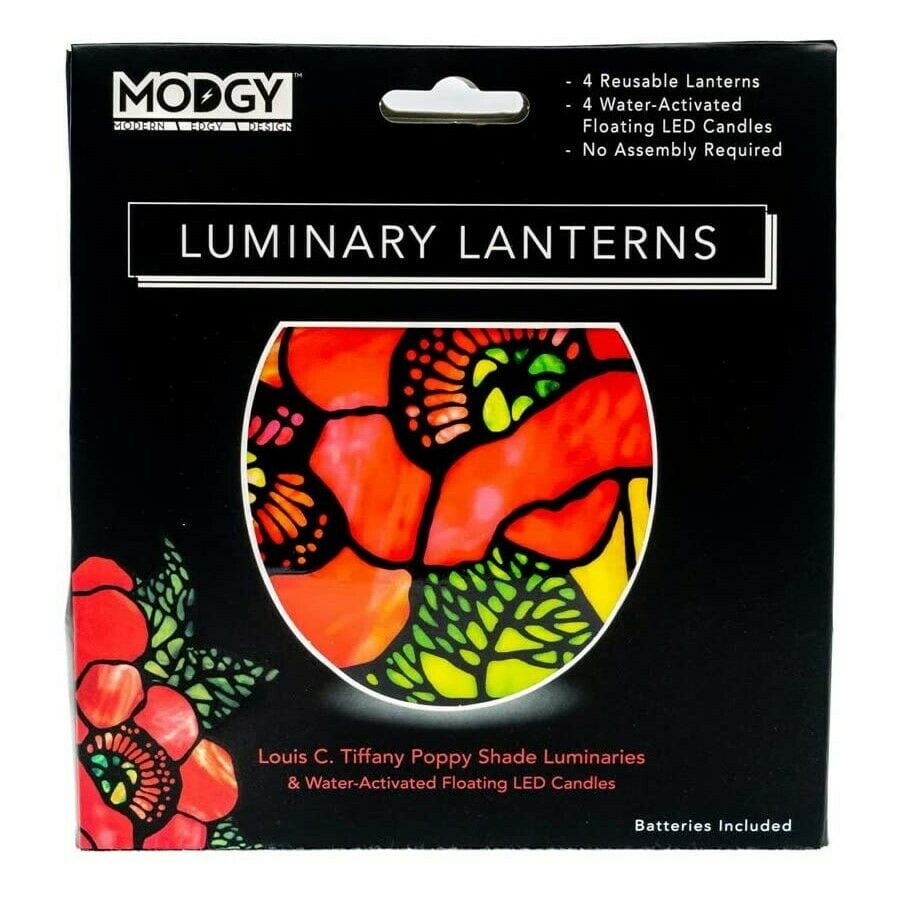 Buy Modgy Lumizu Collapsible 4pc Luminary Lantern Set - Tiffany Poppies ...