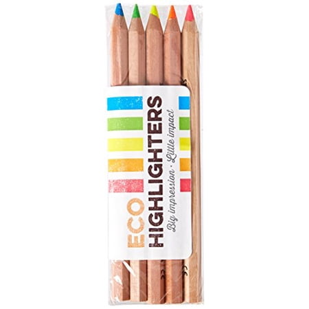 Eco Highlighter Pencils - Set of 5 Colors - Will Not Bleed or Dry Out ...