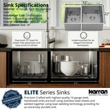 Karran Usa El-78L-Pk1 Elite 33" Undermount Double Basin Stainless Steel ...