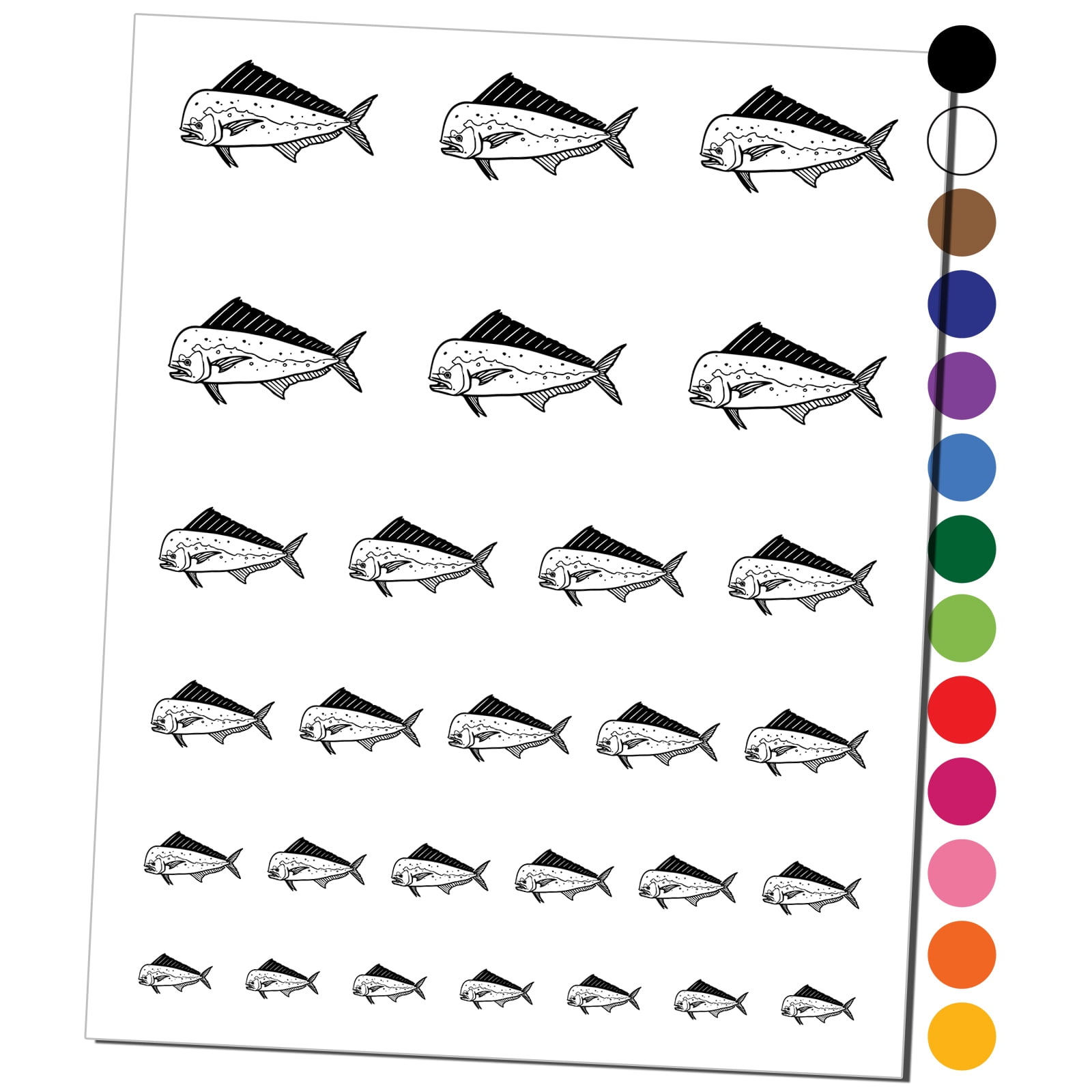 Mahi Mahi Dolphin Fish Dorado Water Resistant Temporary Tattoo Set Fake ...