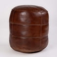 Round Shaped Buffalo Leather Handmade Eco-Friendly Brown Pouf - Round ...