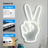BrightSide Peace Hand 14" Neon LED Decorative Wall Sign, USB-Powered ...