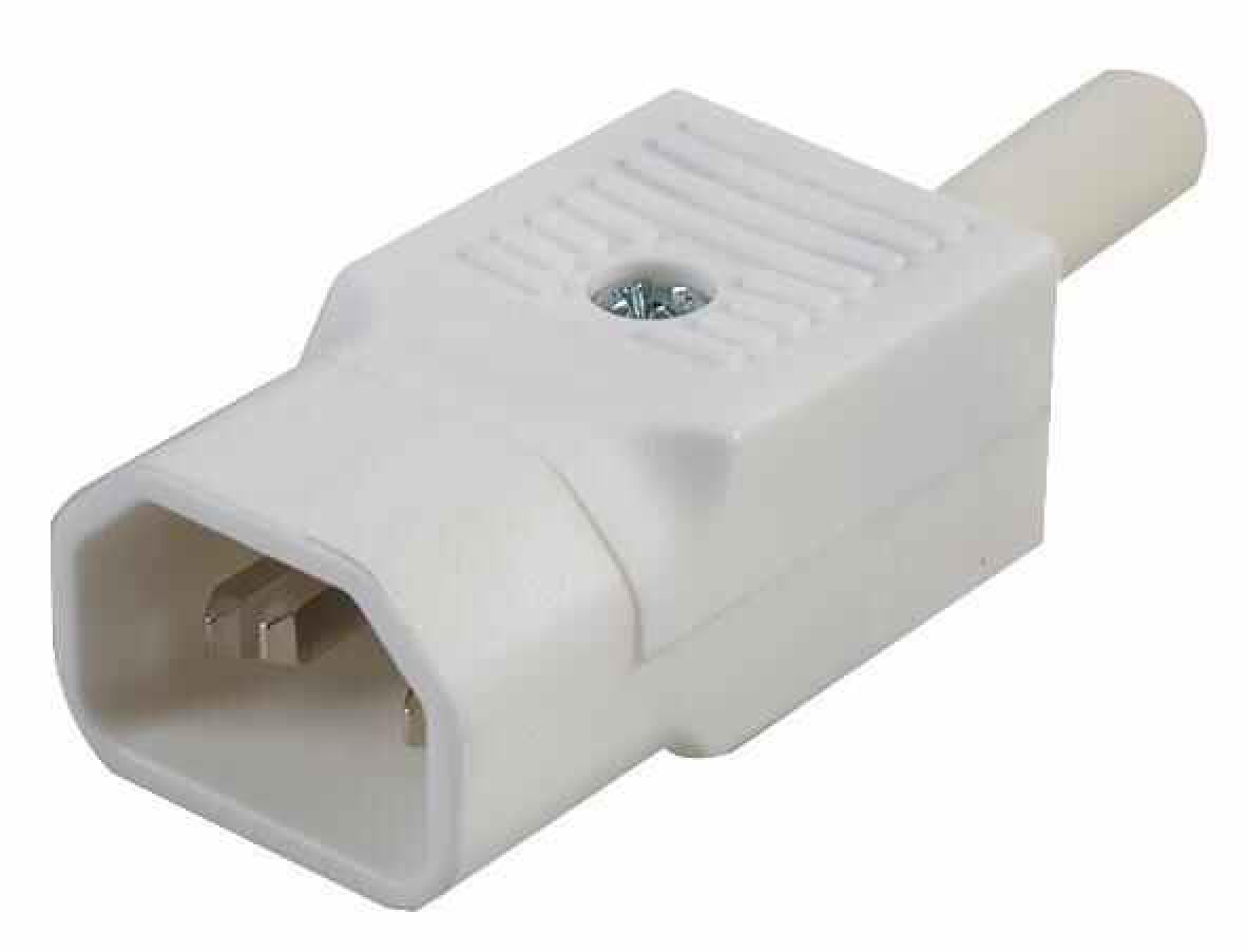 BULGIN LIMITED - Rewireable C14 IEC Plug Connector, White, Straight ...