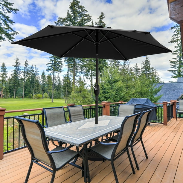 Sonerlic 7.5ft Round Outdoor Patio Shade Umbrella with Steel Frame ...