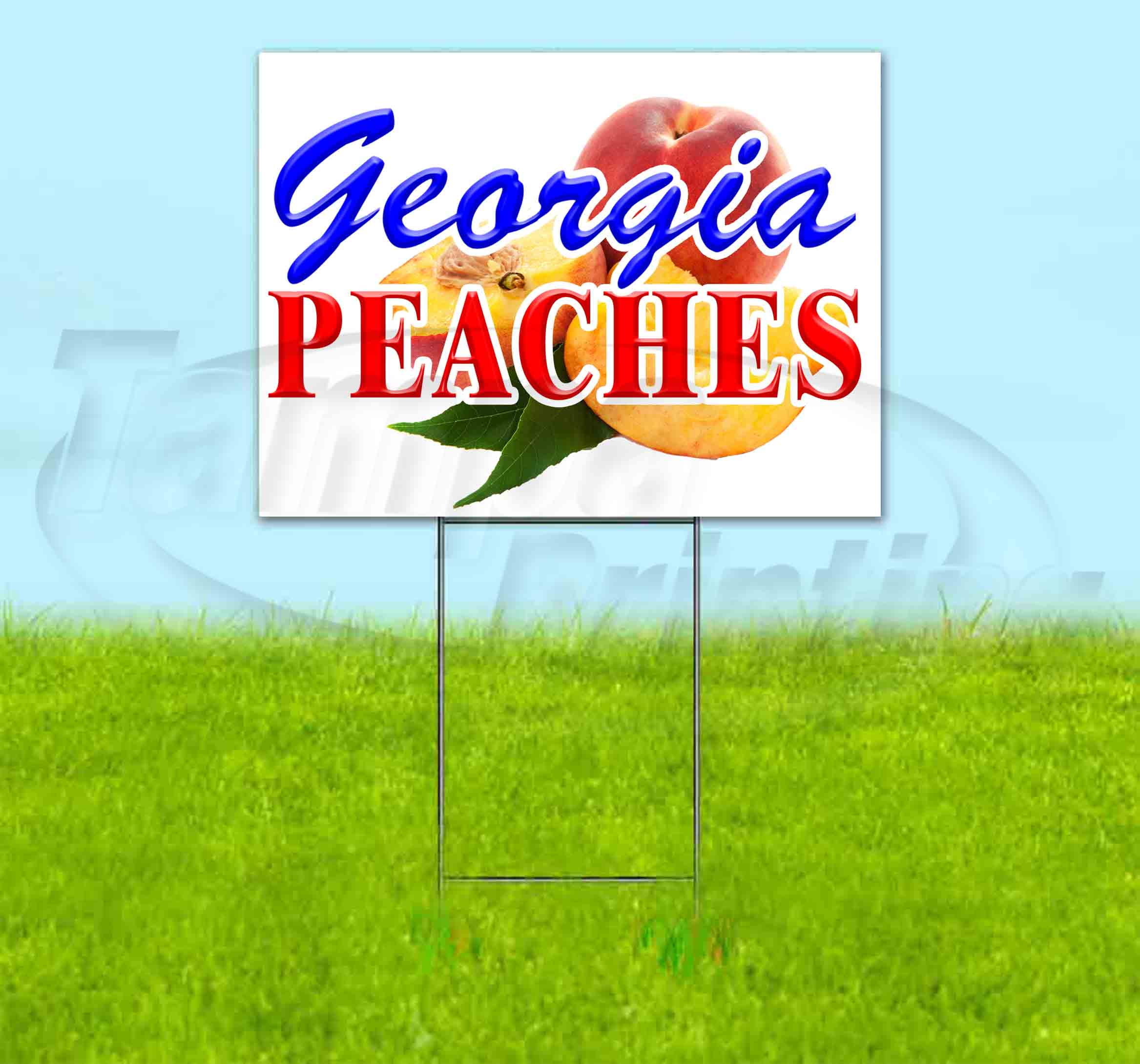 Georgia Peaches (18" X 24") Yard Sign, Includes Metal Step Stake ...