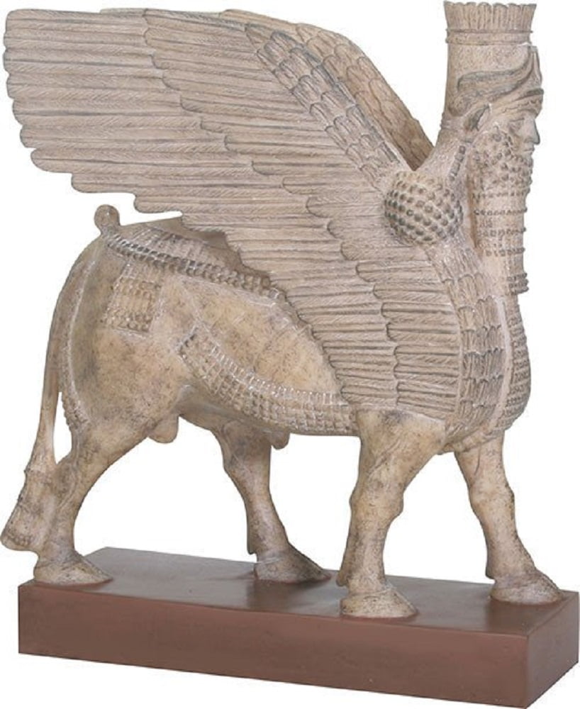 Assyrian Winged Bull Statue Lamassu Deity Statue Figurine Sculpture Decoration
