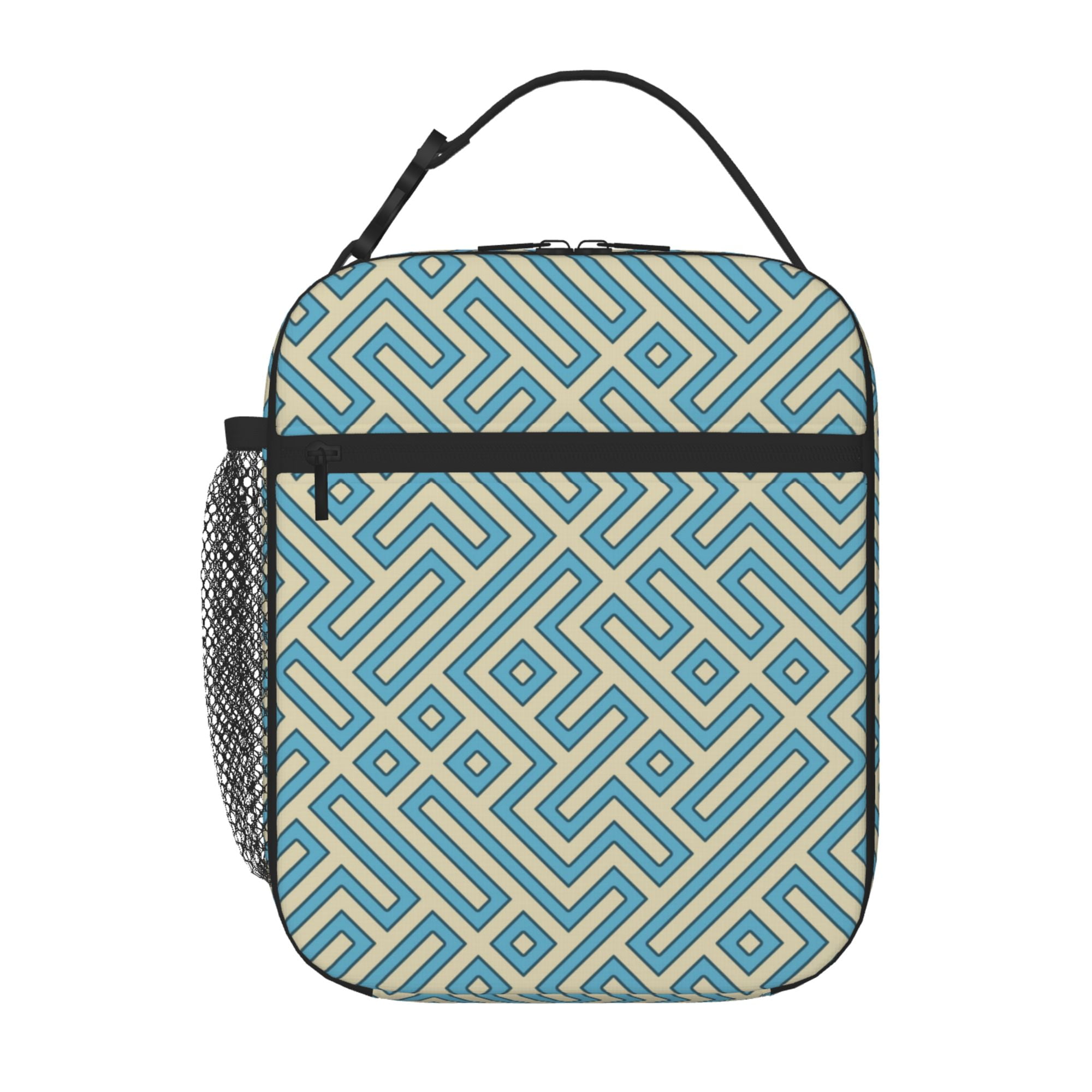 TEQUAN Portable Lunch Bag, Abstract Maze Game Style Pattern Reusable ...