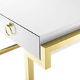 Computer Work Desk Entry Table, Wood, Metal Steel, Gold White, Modern ...
