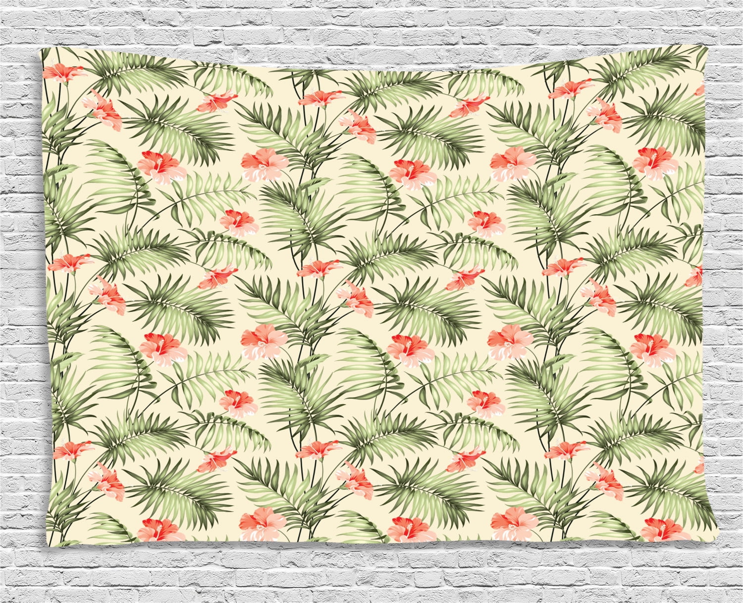 Leaf Tapestry, Hawaiian Aloha Nature Pattern with Rainforest Elements ...