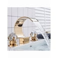 Bathroom Sink Faucet 3 Hole 2 Handle Crystal Knobs High Arc Waterfall ...