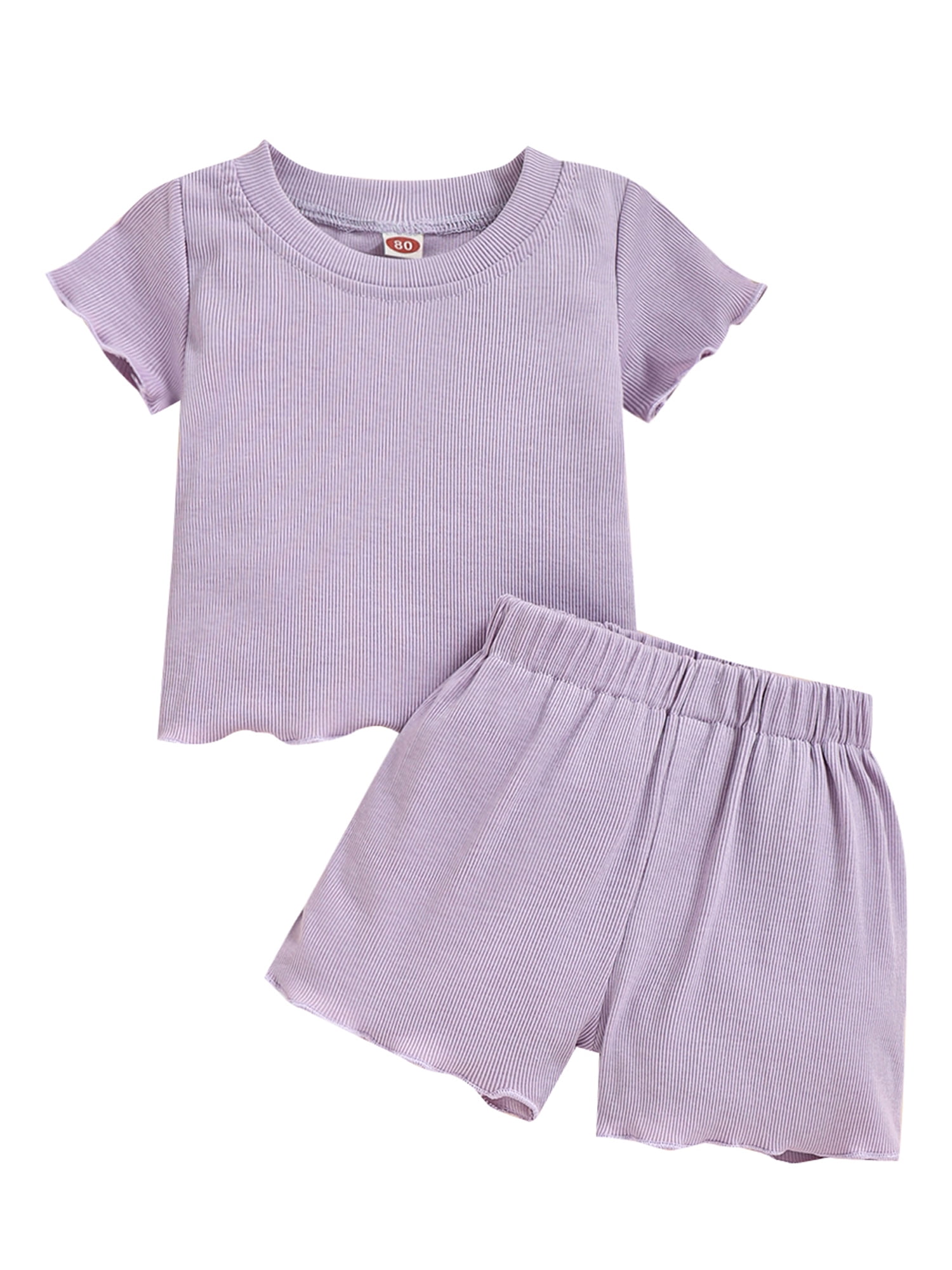 Eyicmarn Little Girl's Two Pieces Clothes Outfit, Round Neck Short ...
