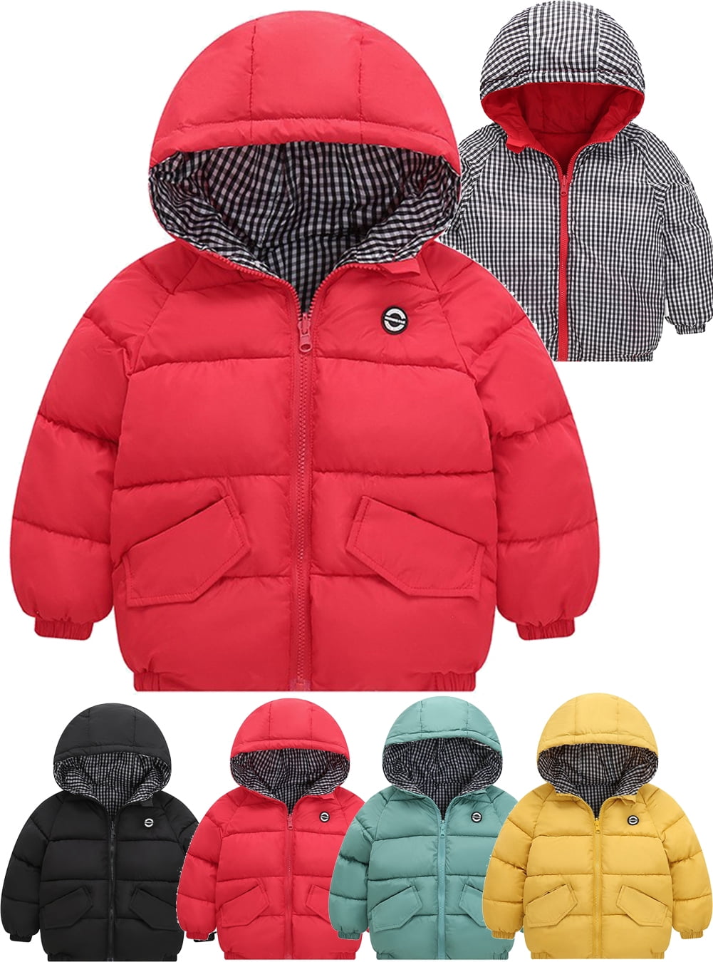 Kids Puffer Down Jackets with Hood for Boys Girls Outerwear 1-6Y ...
