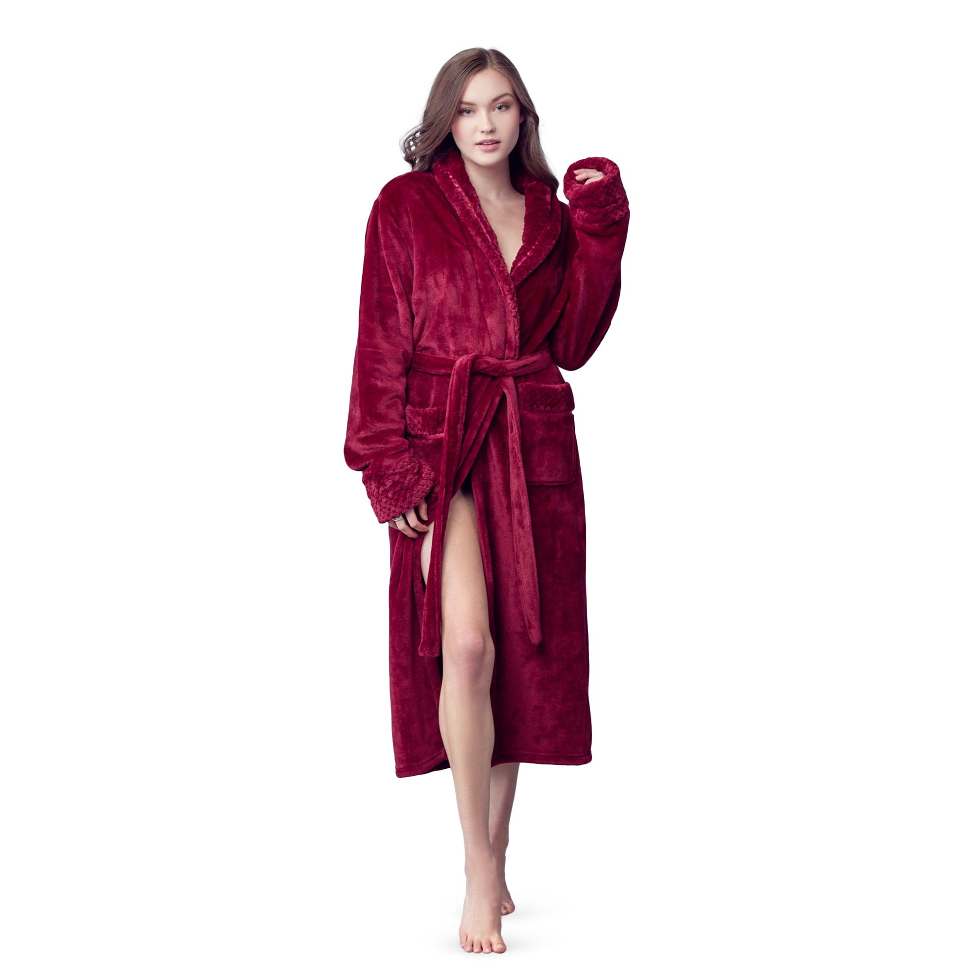 Lotus Linen Women Soft Plush Robes Luxury Fluffy Robe For Women Long Fleece Spa Bathrobes