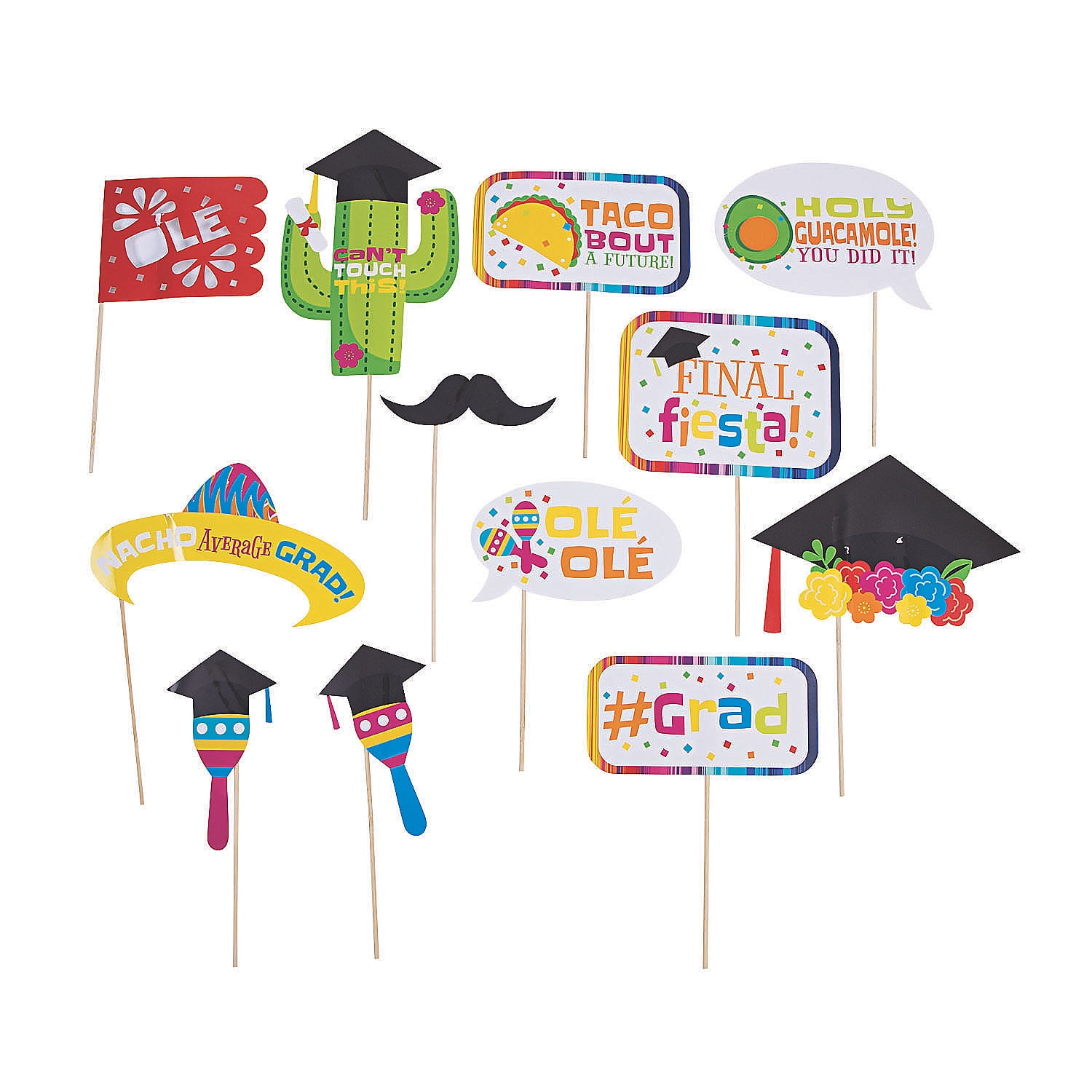 Fiesta Grad Stick Props - Party Favors - 12 Pieces - Walmart.com