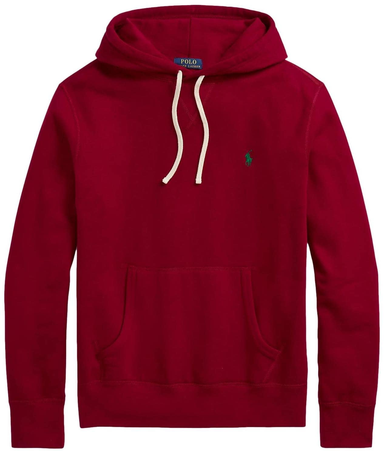 POLO RALPH LAUREN Mens Cabin Fleece Hoodied Sweatshirt (Red Wine, Large ...