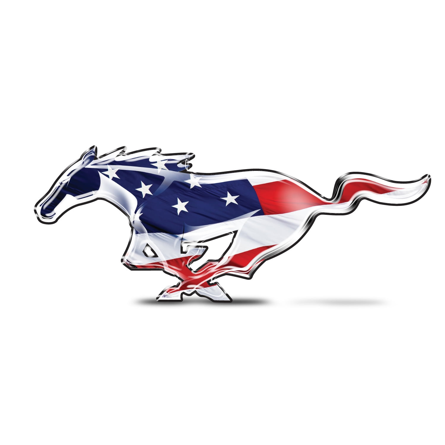 Ford Mustang Pony in USA Flag 4" Full-Color Flexible 3D Clear Dome ...