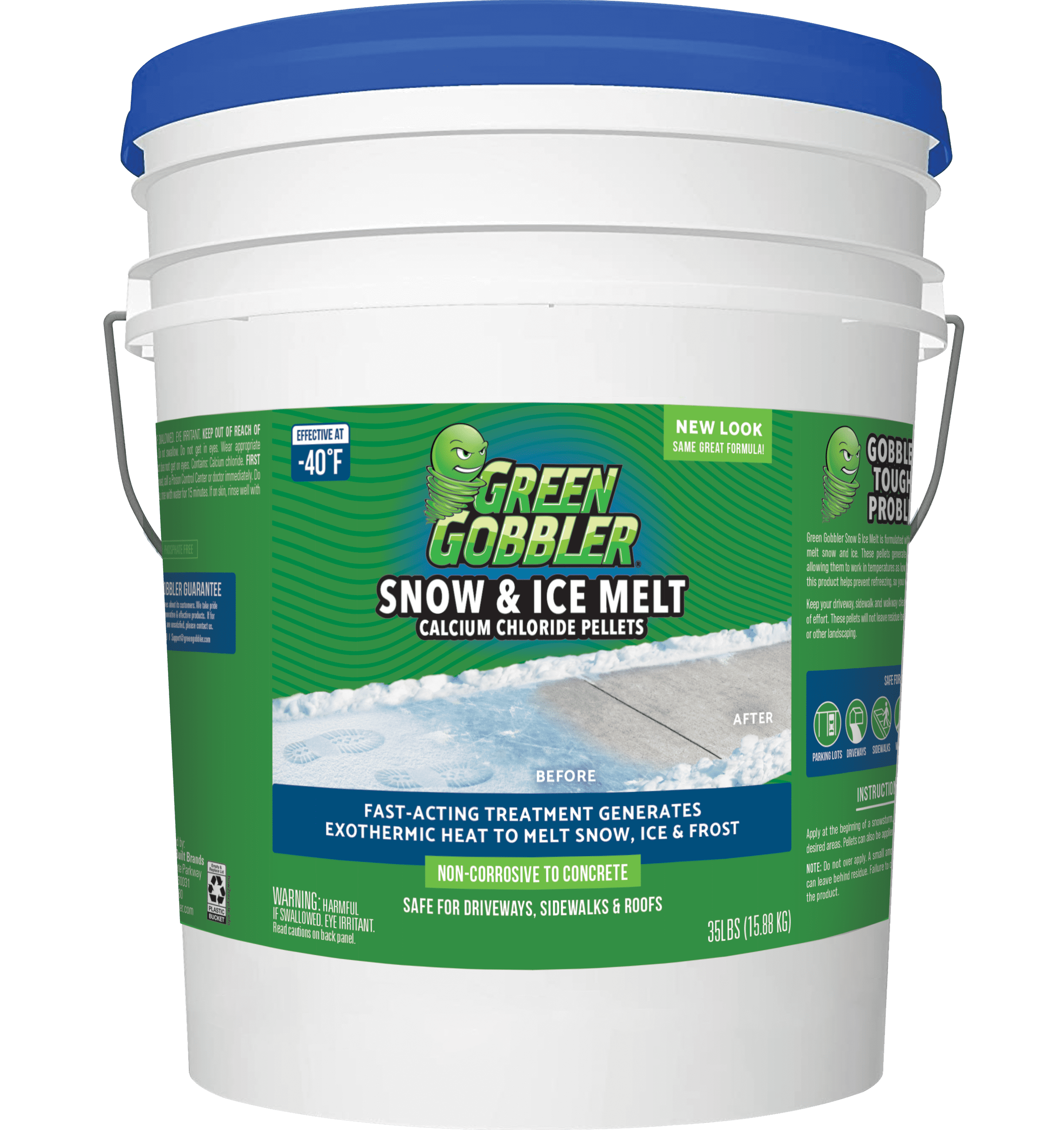 Green Gobbler 96% Pure Calcium Chloride Snow & Ice Melt Pellets ...
