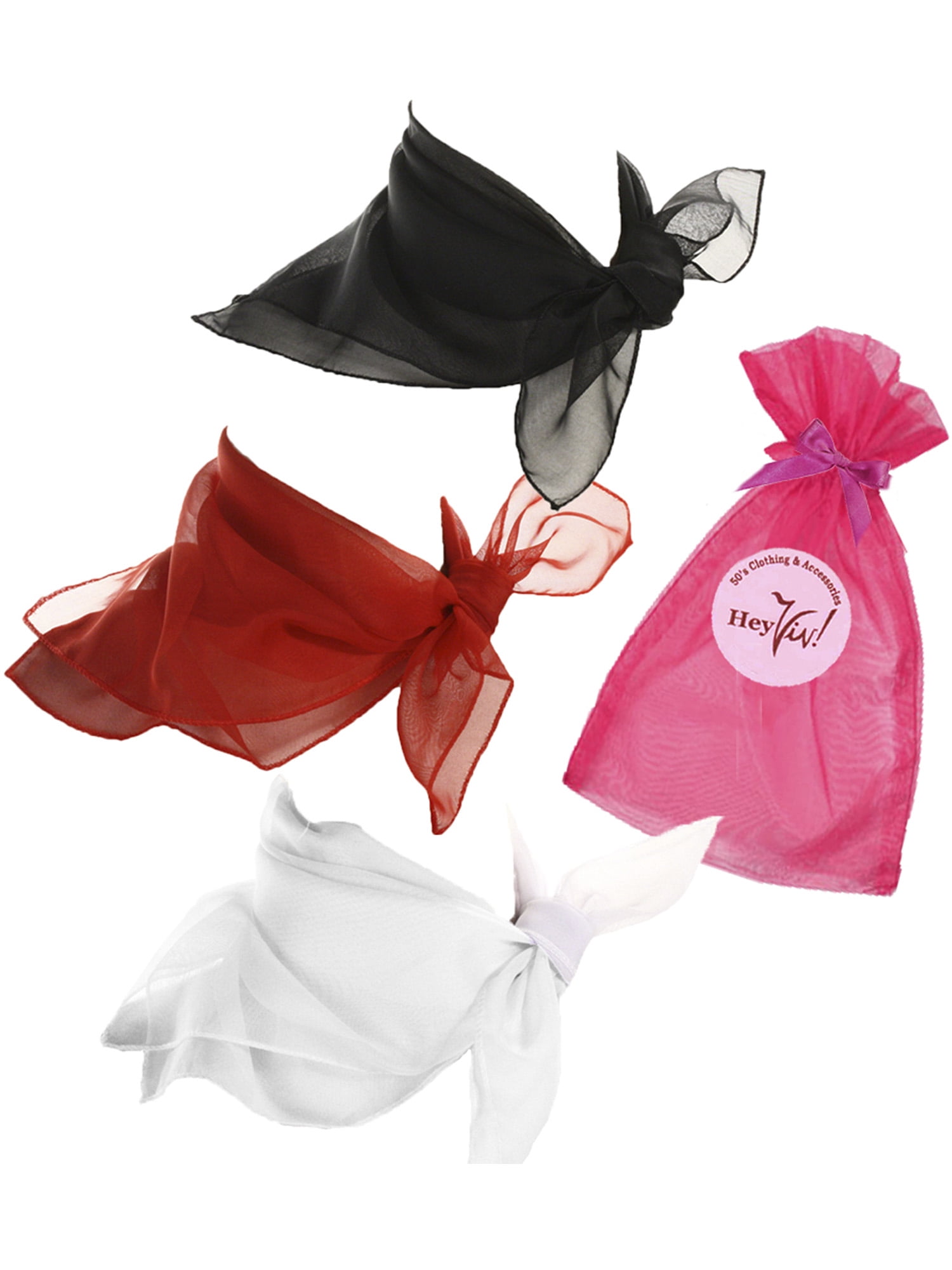 Scarf Set - Retro Diner - Black, Red and White Sheer Chiffon Fashion ...