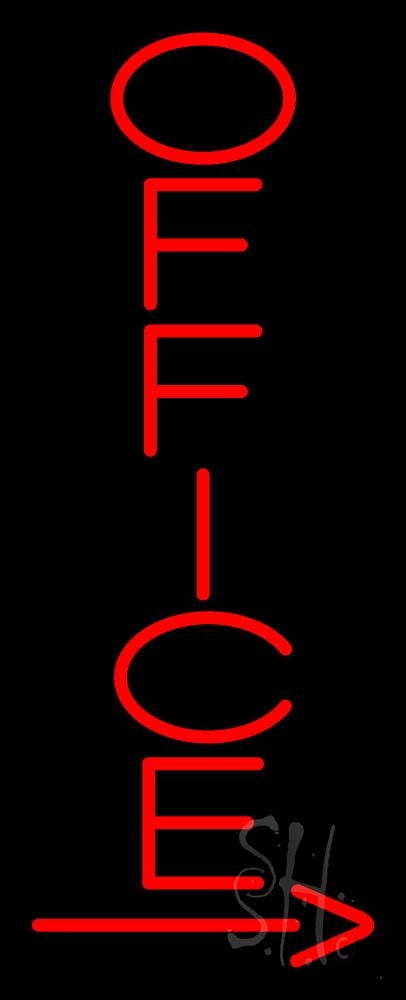 Vertical Red Office With Arrow LED Neon Sign 13 x 32 - inches, Black ...