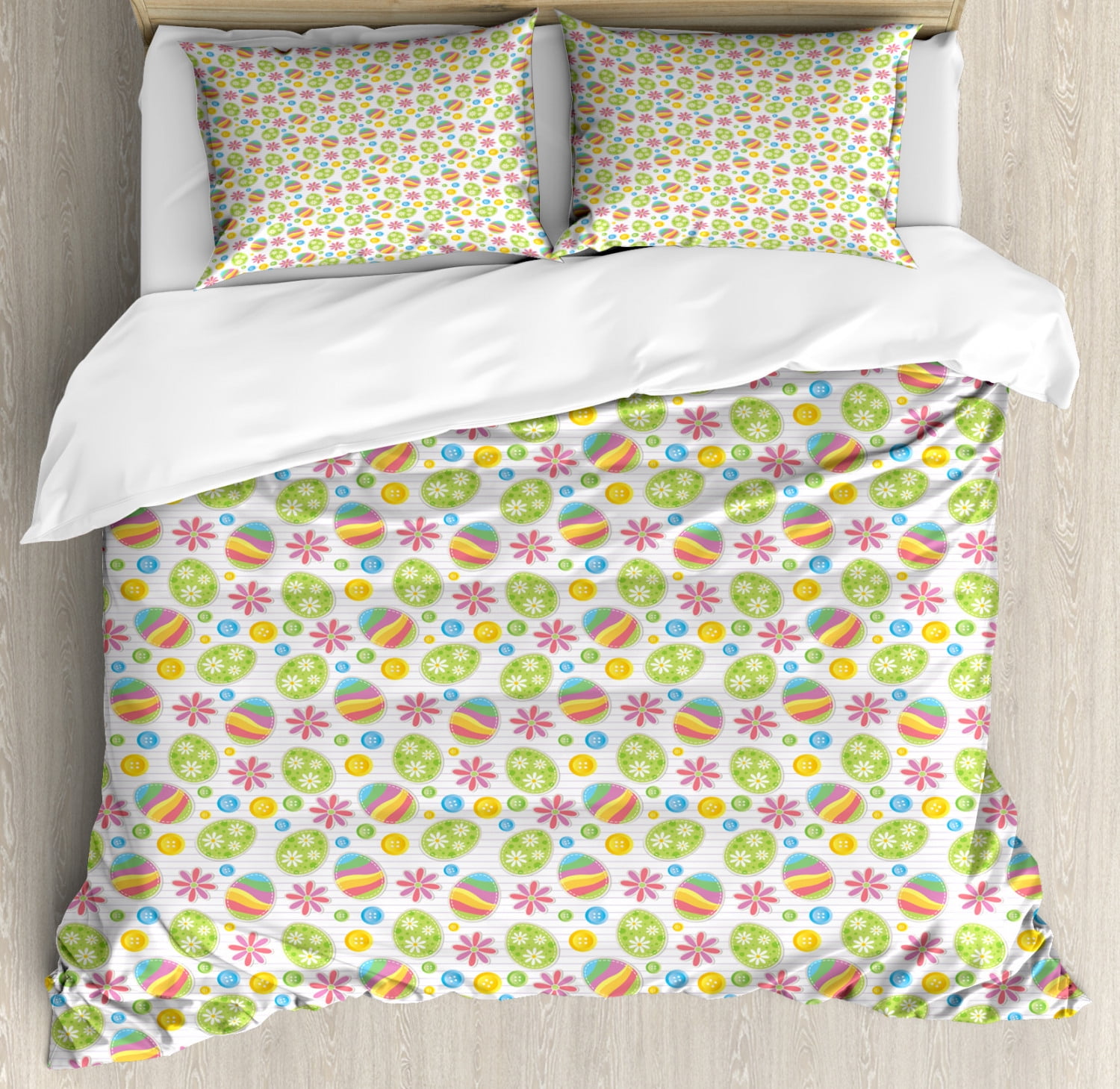 Easter Queen Size Duvet Cover Set, Patchwork Style Graphic Scrapbook ...
