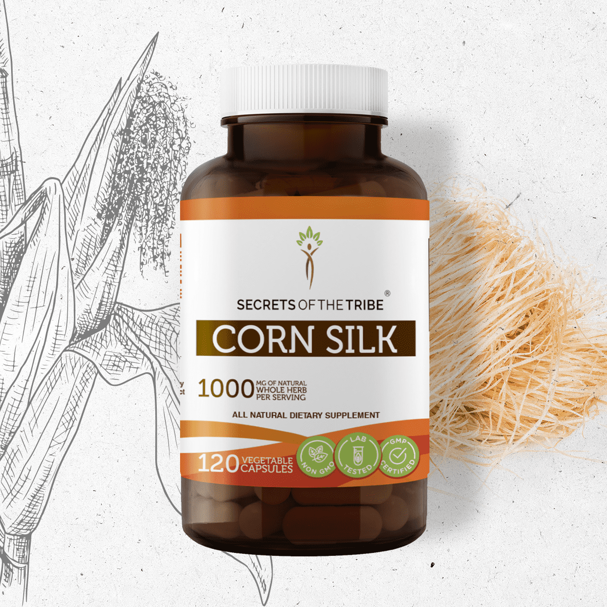 Secrets of the Tribe Corn Silk 120 Capsules, 500 mg, Organic Corn Silk ...