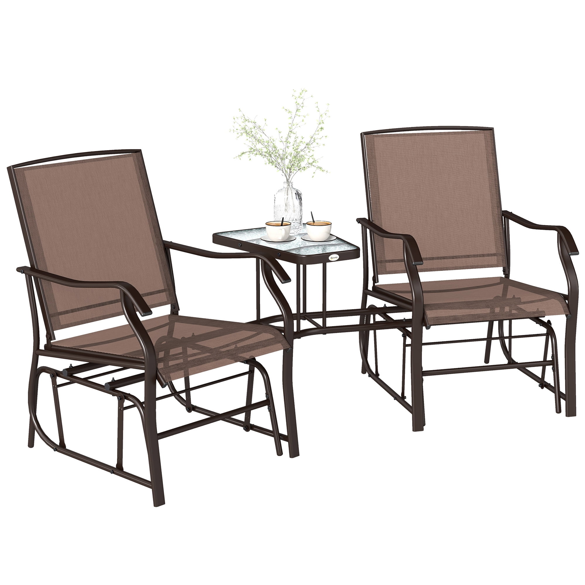 Click here for Outsunny Patio Double Glider Chair With Glass Top... prices