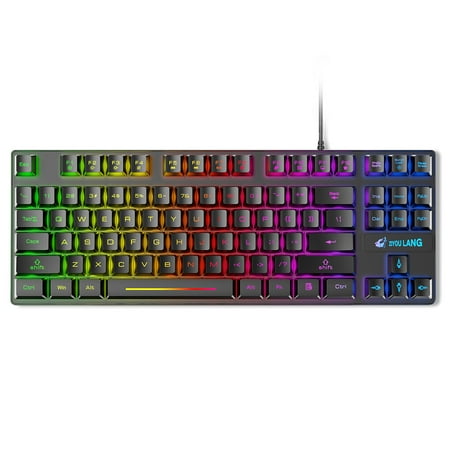 stanreset Wired LED Backlit Keyboard 87-Key PC Mechanical Lighted ...