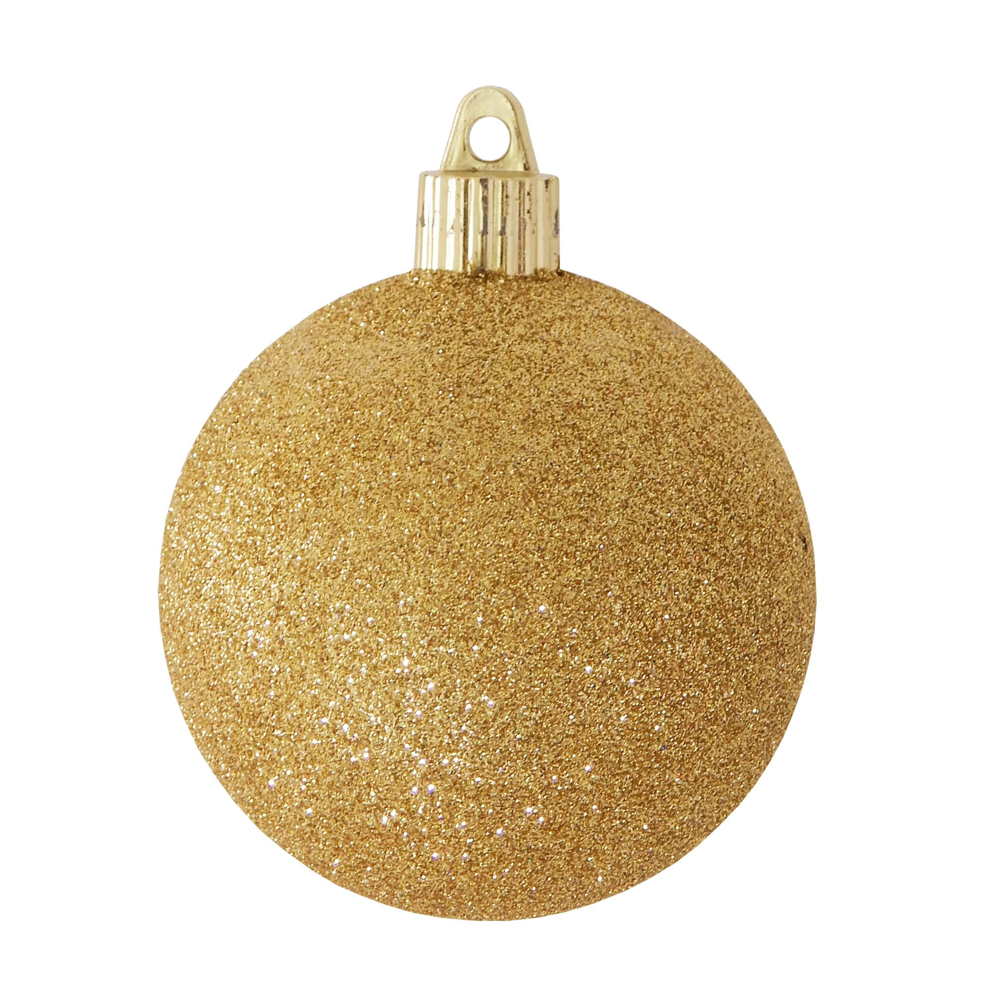 8ct Gold Shatterproof Glitter Christmas Ball Ornaments 3.25" (80mm ...