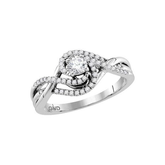 Diamond Princess 14kt White Gold Round Diamond Solitaire Bridal Wedding ...