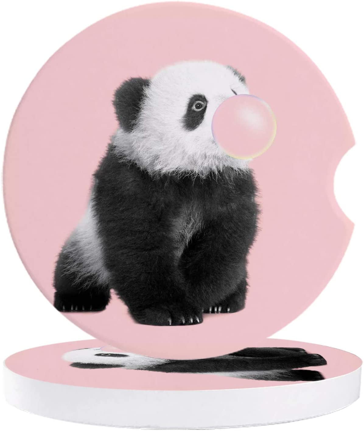 FMSHPON Panda Blowing Bubbles Pink Set of 6 Car Coaster for Drinks ...