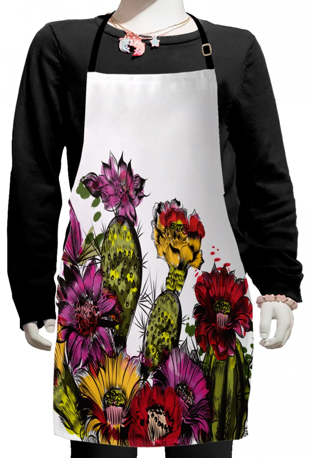 Cactus Kids Apron, Watercolor Painting Style Potted Plants Cactus ...
