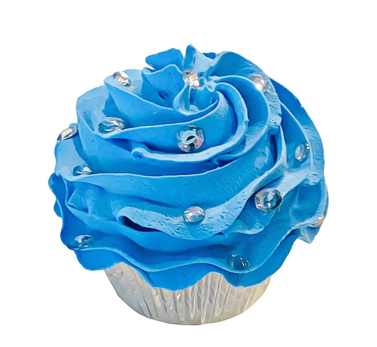 DEZICAKES Fake Cupcake Blue Bling Cupcake Prop Decoration Dezicakes ...