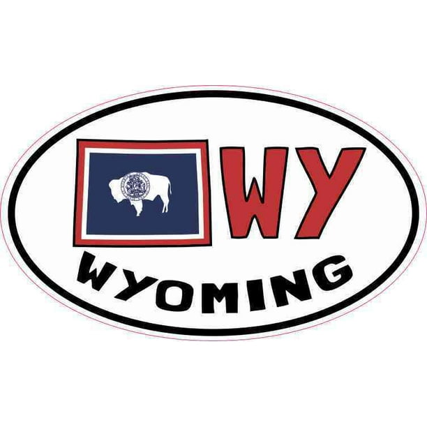 5in x 3in Oval WY Wyoming Sticker Vinyl Car Bumper Decal Luggage ...
