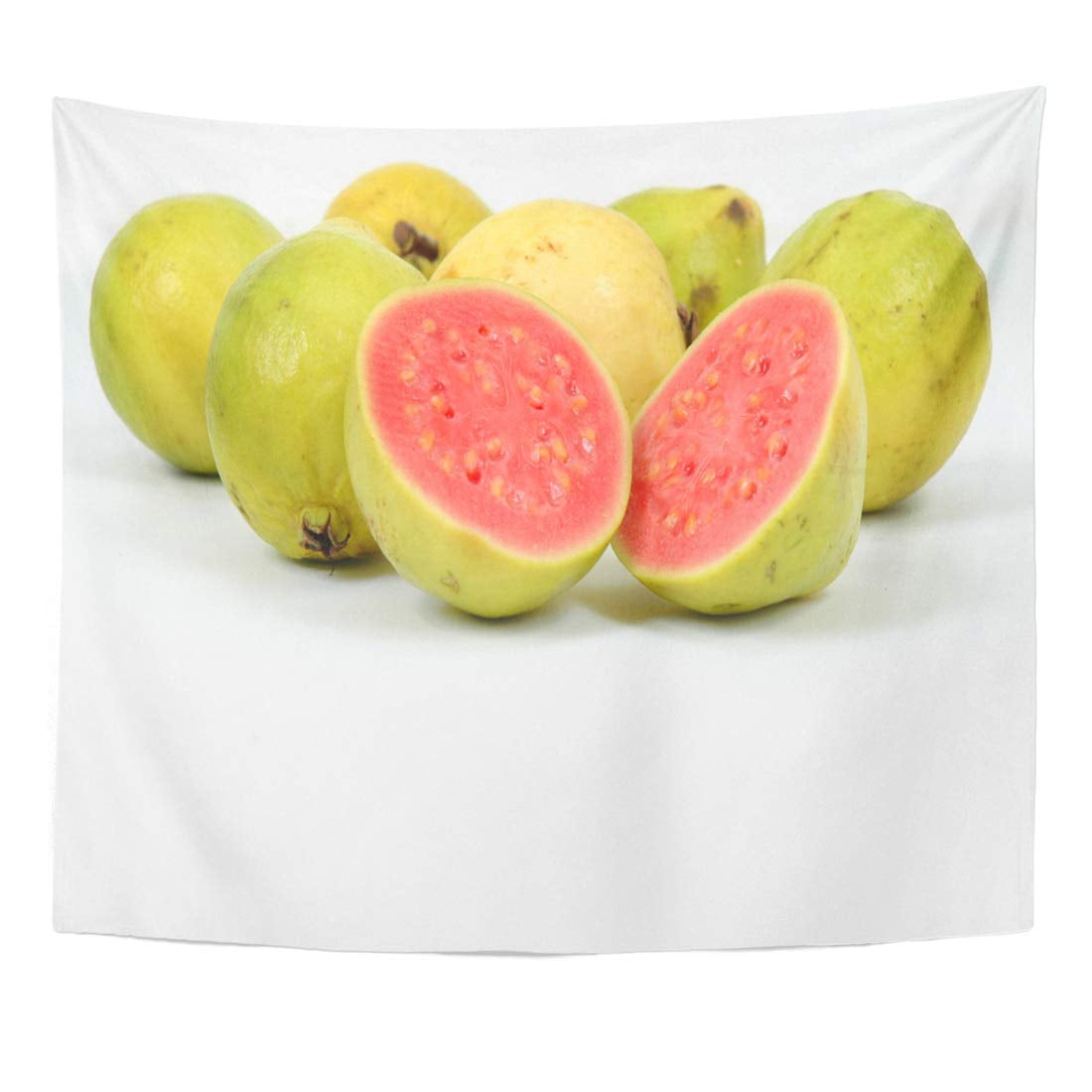 ZEALGNED Nature Green Food Guava Fruits Over White Market Refresh Wall ...