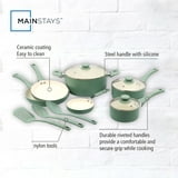 Mainstays Ceramic Aluminum, 12 Piece, Pots and Pans Cookware Set Green ...
