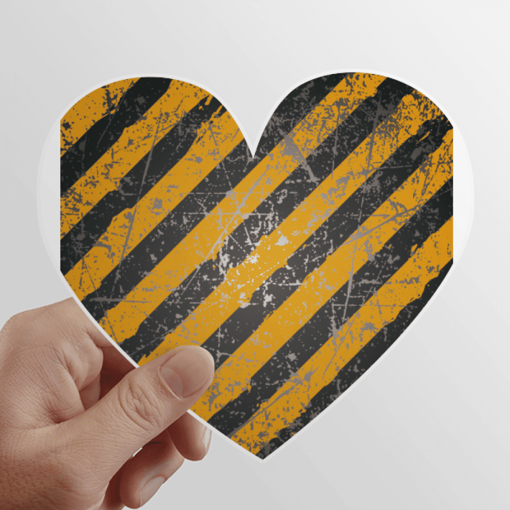 Logo negro y amarillo de alerta Calcomanías cardíacas,calcomanías para ...