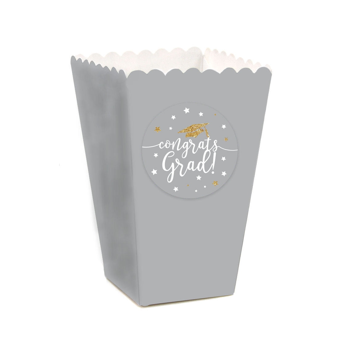 Gray and Gold Glittering Graduation, Popcorn Box DIY Party Favors Kit ...
