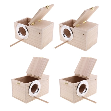 4Pc Budgie Nest Box Breeding Boxes Aviary Bird Nesting with Stick ...