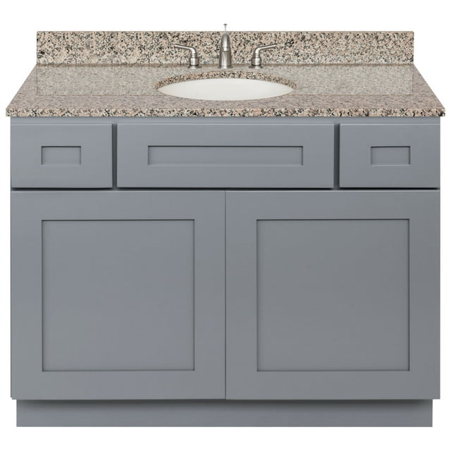 Colonial Gray Bathroom Vanity 42", Burlywood Granite Top, Faucet LB4B ...