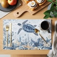 Blue Turtle Coastal Placemats Set of 6 Beach Starfish Nautical Coral ...