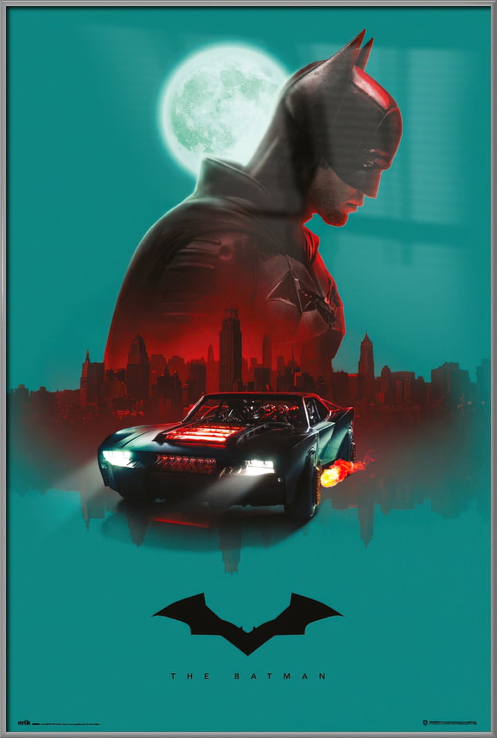 The Batman - Framed Movie Poster (Gotham City Skyline & The Batmobile ...
