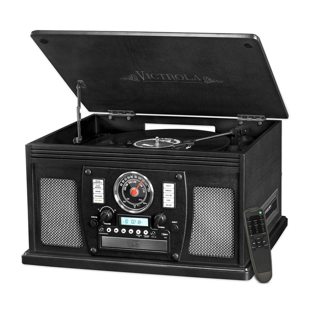 Victrola Wood 8-in-1 Nostalgic Bluetooth Record Player with USB ...